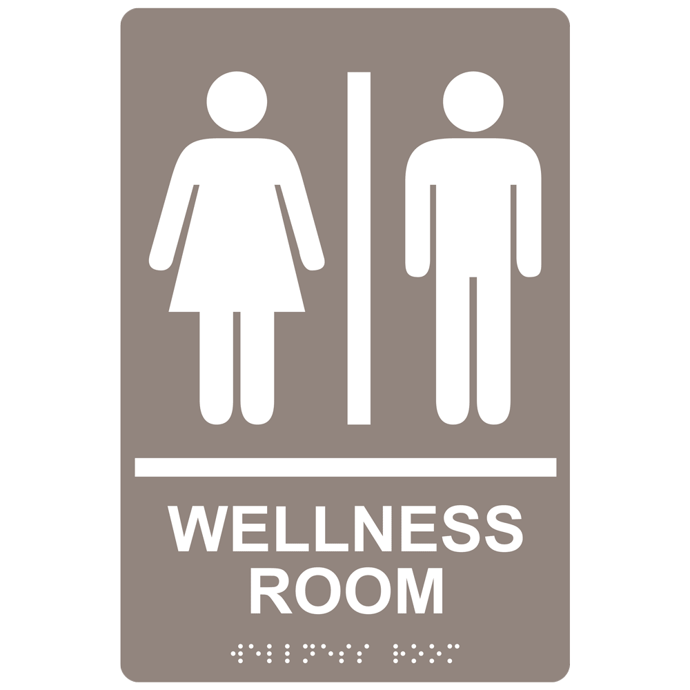 ADA Wellness Room Braille Sign with Symbol RRE-50820-WHTonTaupe