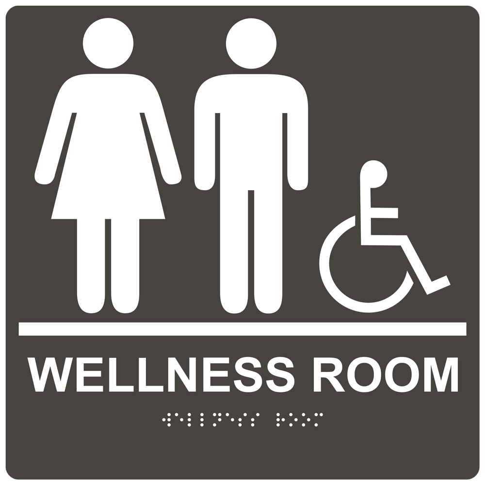Square ADA Wellness Room Braille Sign with Symbol RRE-50821-99_WHTonCHGRY