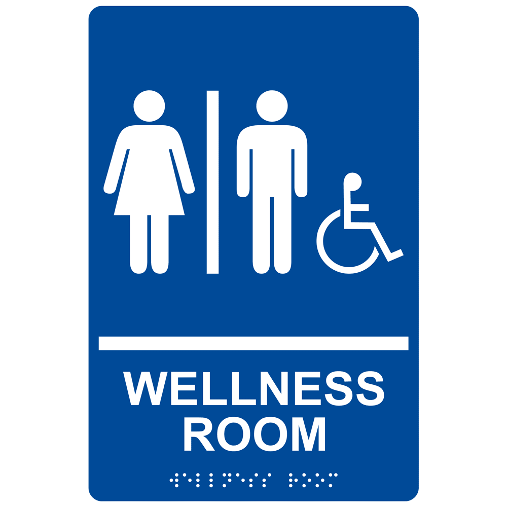 ADA Wellness Room Braille Sign with Symbol RRE-50821-WHTonBLU