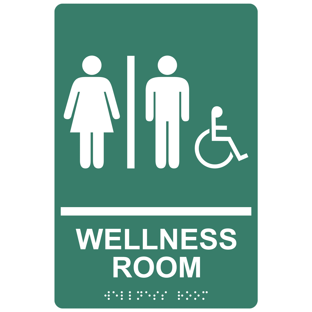 ADA Wellness Room Braille Sign with Symbol RRE-50821-WHTonPNGRN