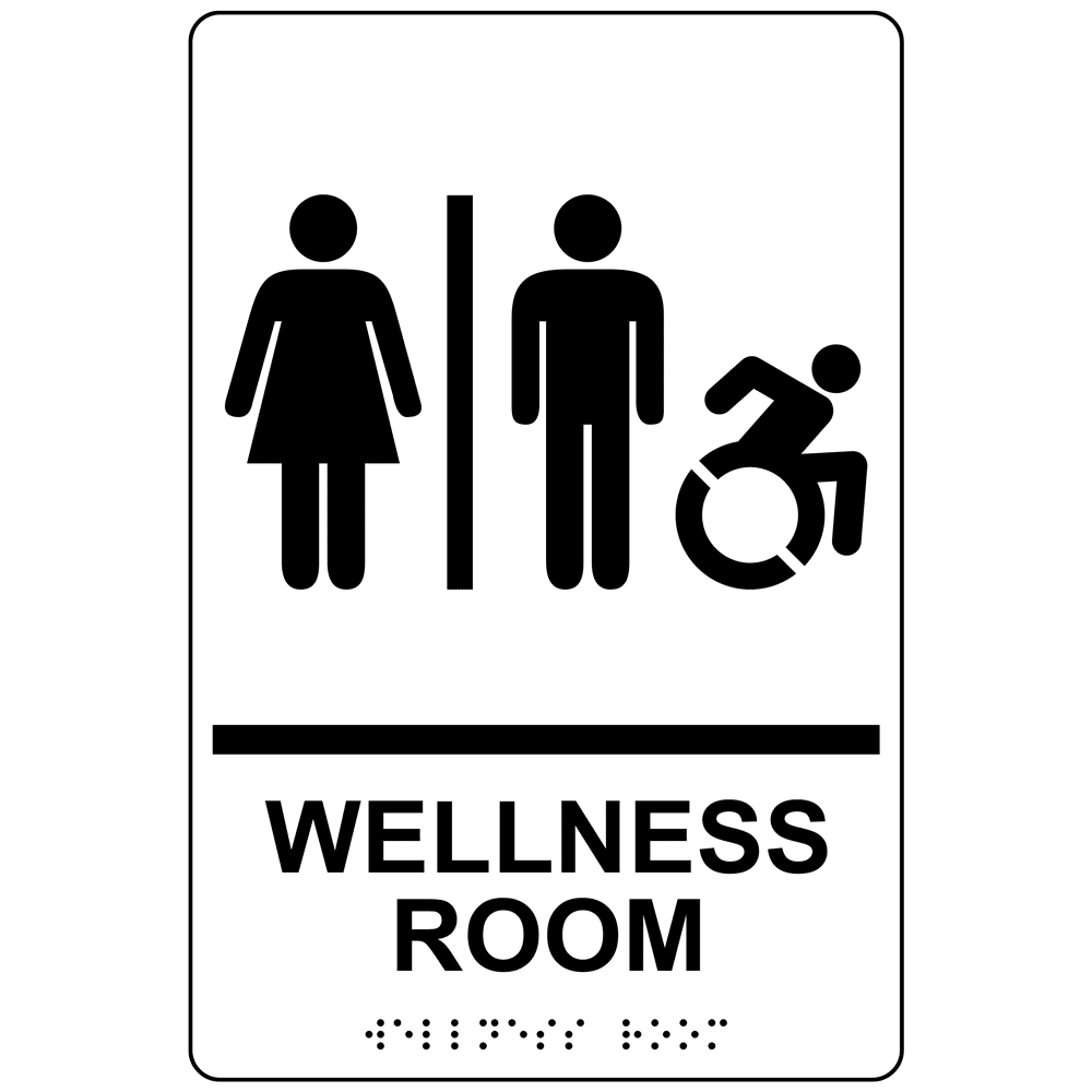 Wellness Room Braille Sign with Dynamic Accessibility Symbol RRE-50821R ...
