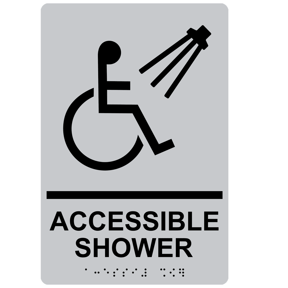 ADA Accessible Shower Braille Sign RRE-840_BLKonSLVR Accessibility