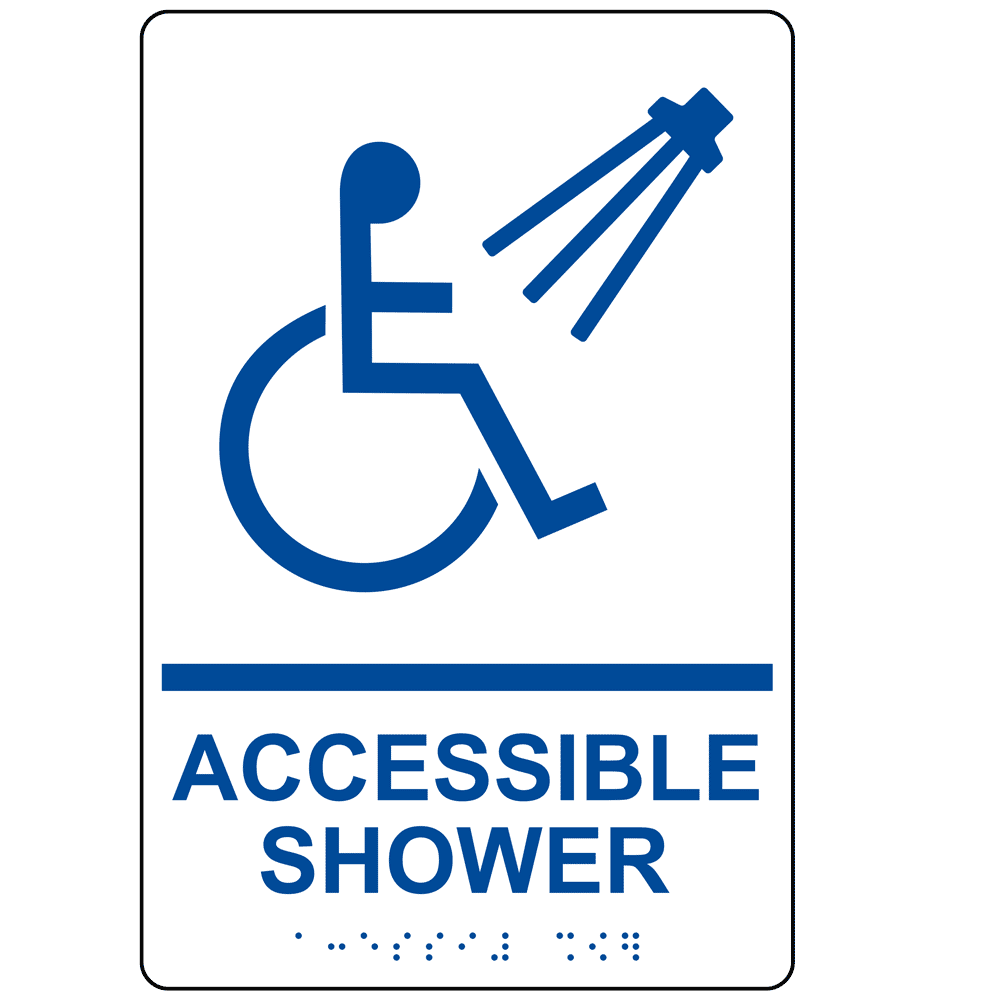 ADA Accessible Shower Braille Sign RRE-840_BLUonWHT Accessibility