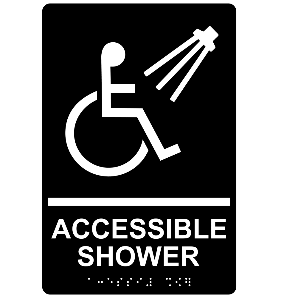 ADA Accessible Shower Braille Sign RRE-840_WHTonBLK Accessibility