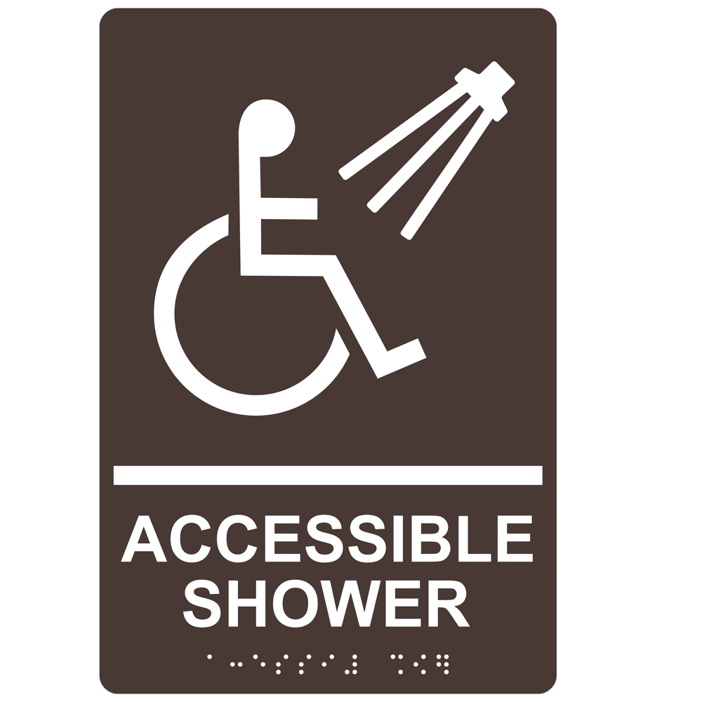 ADA Accessible Shower Braille Sign RRE-840_WHTonDKBN Accessibility