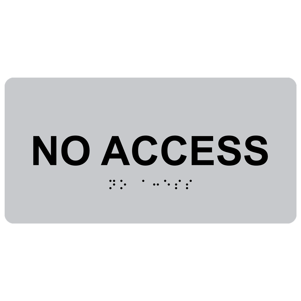 ADA No Access Braille Sign RSME-19622_BLKonSLVR