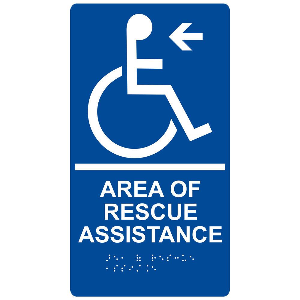 ADA Area Of Rescue Assistance Braille Sign RRE-14765_WHTonBLU