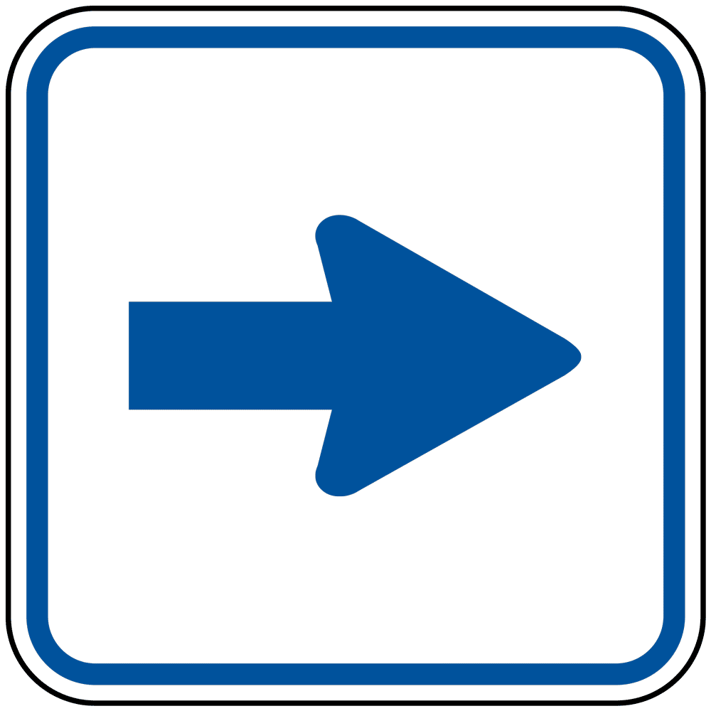Directional Sign - Directional Arrow Blue On White - White Reflective