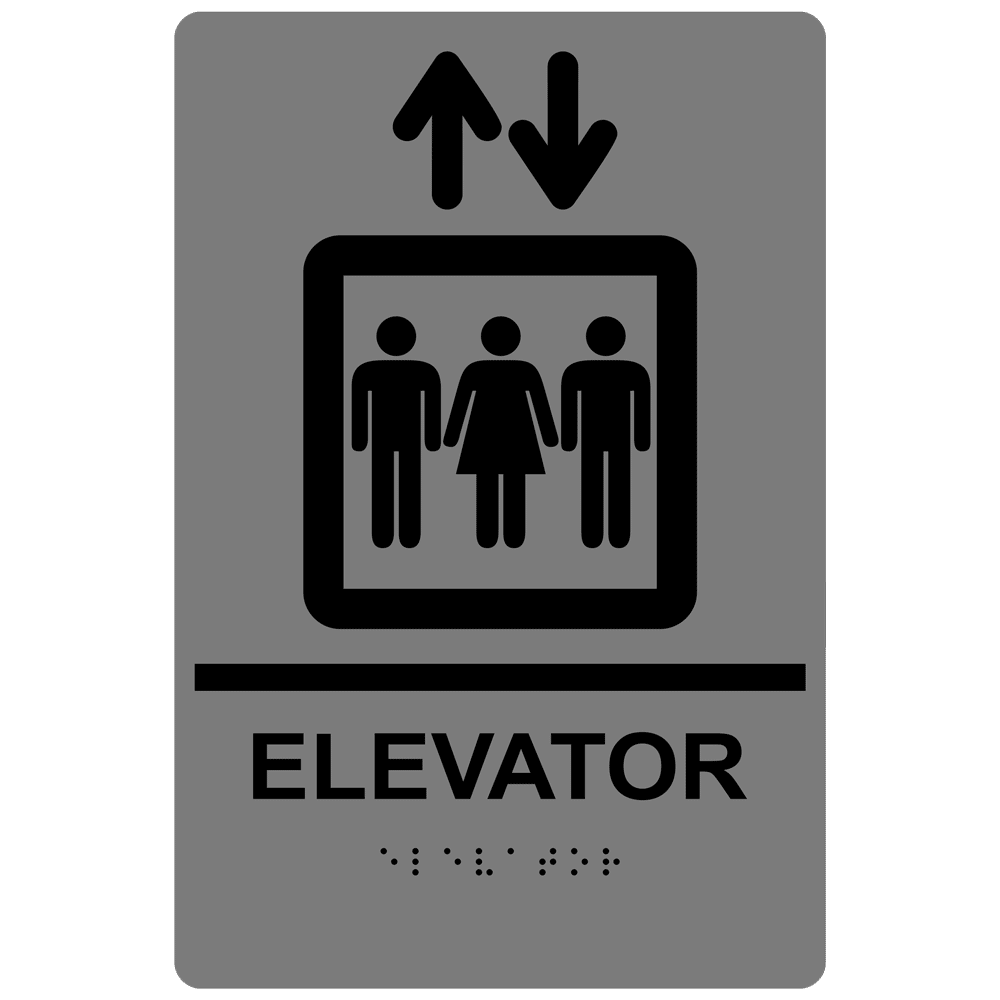 ADA Elevator Braille Sign RRE-685_BLKonGray Elevator / Escalator