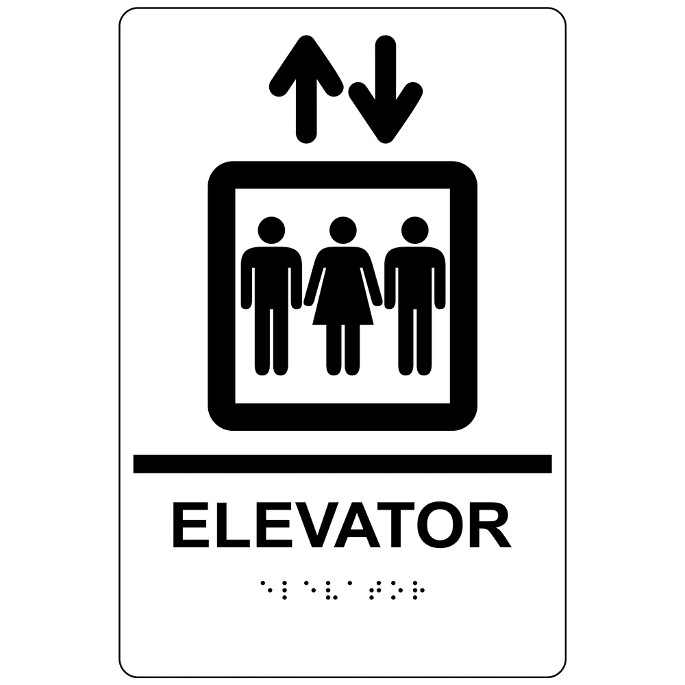 ADA Elevator Braille Sign RRE-685_BLKonWHT Elevator / Escalator
