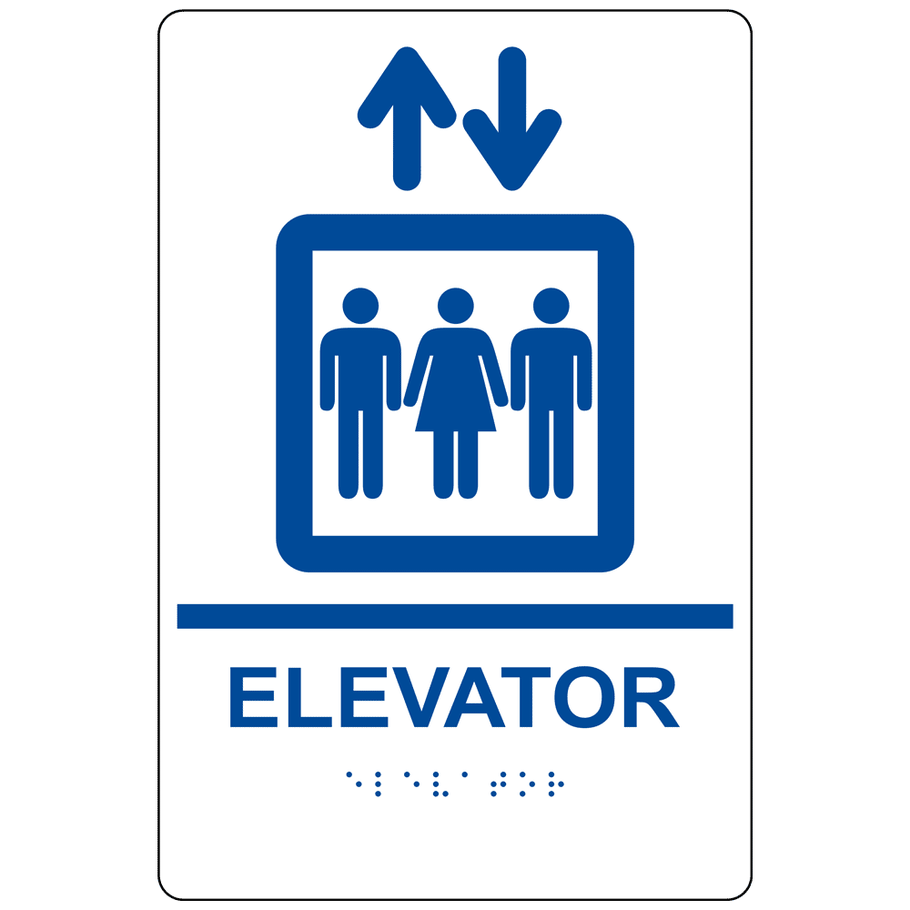 ADA Elevator Braille Sign RRE-685_BLUonWHT Elevator / Escalator