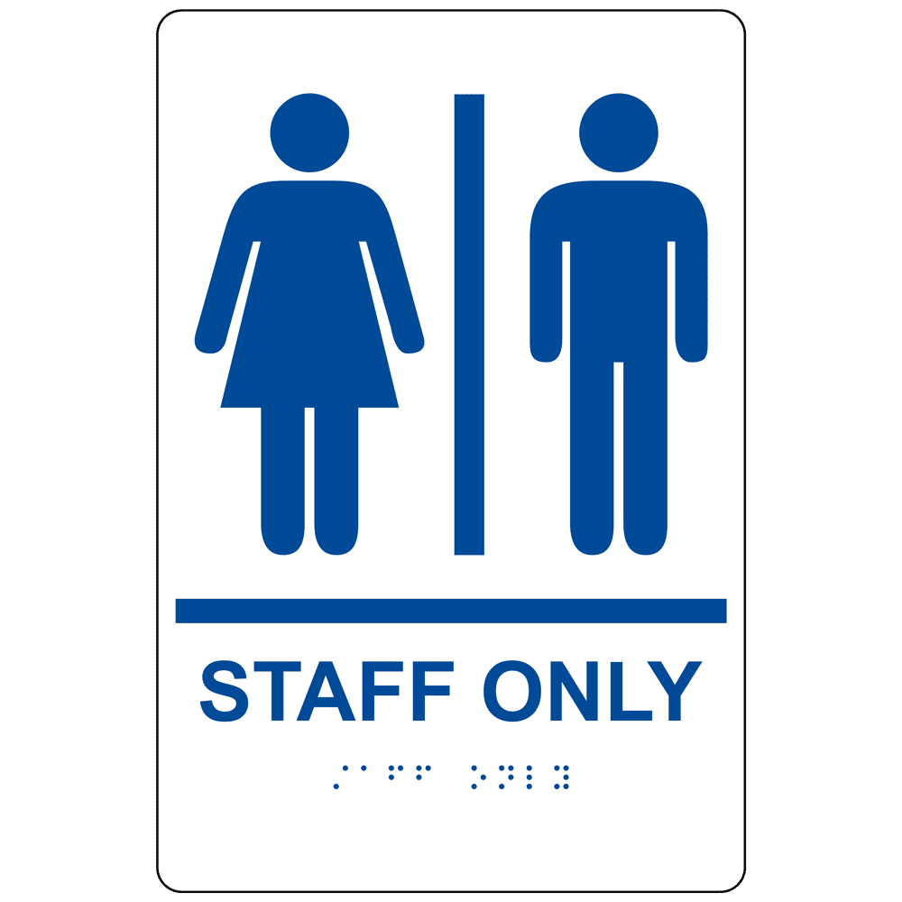 ADA Staff Only Braille Sign RRE-990_BLUonWHT Restricted Access