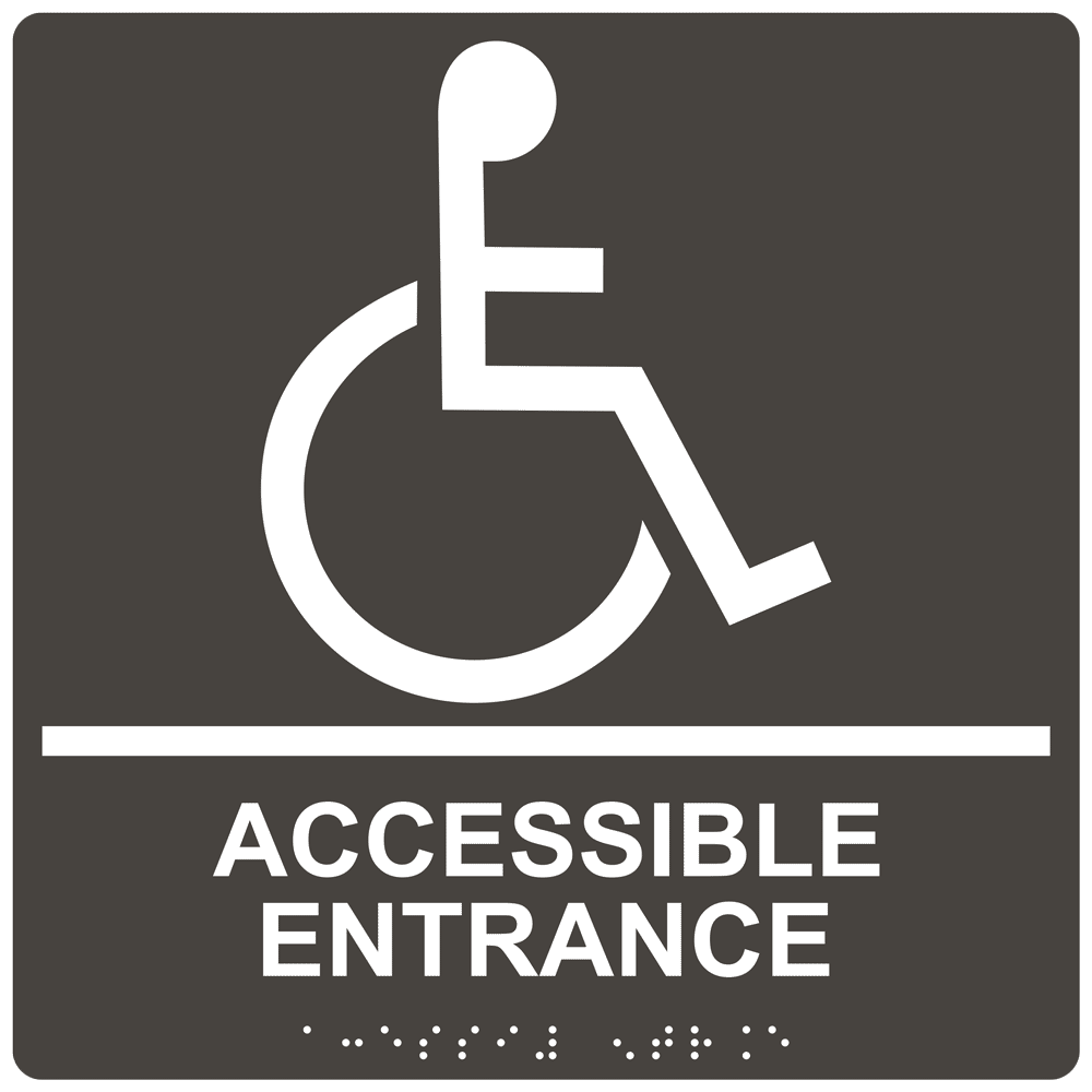 ADA Accessible Entrance Sign With Symbol RRE-28982-99_WHTonCHGRY