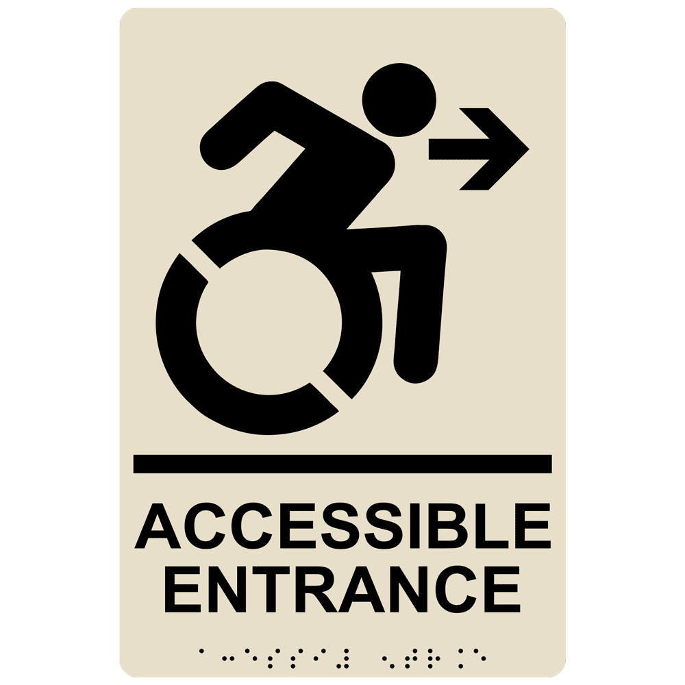 Portrait Accessible Entrance Right Braille Sign With Dynamic ...