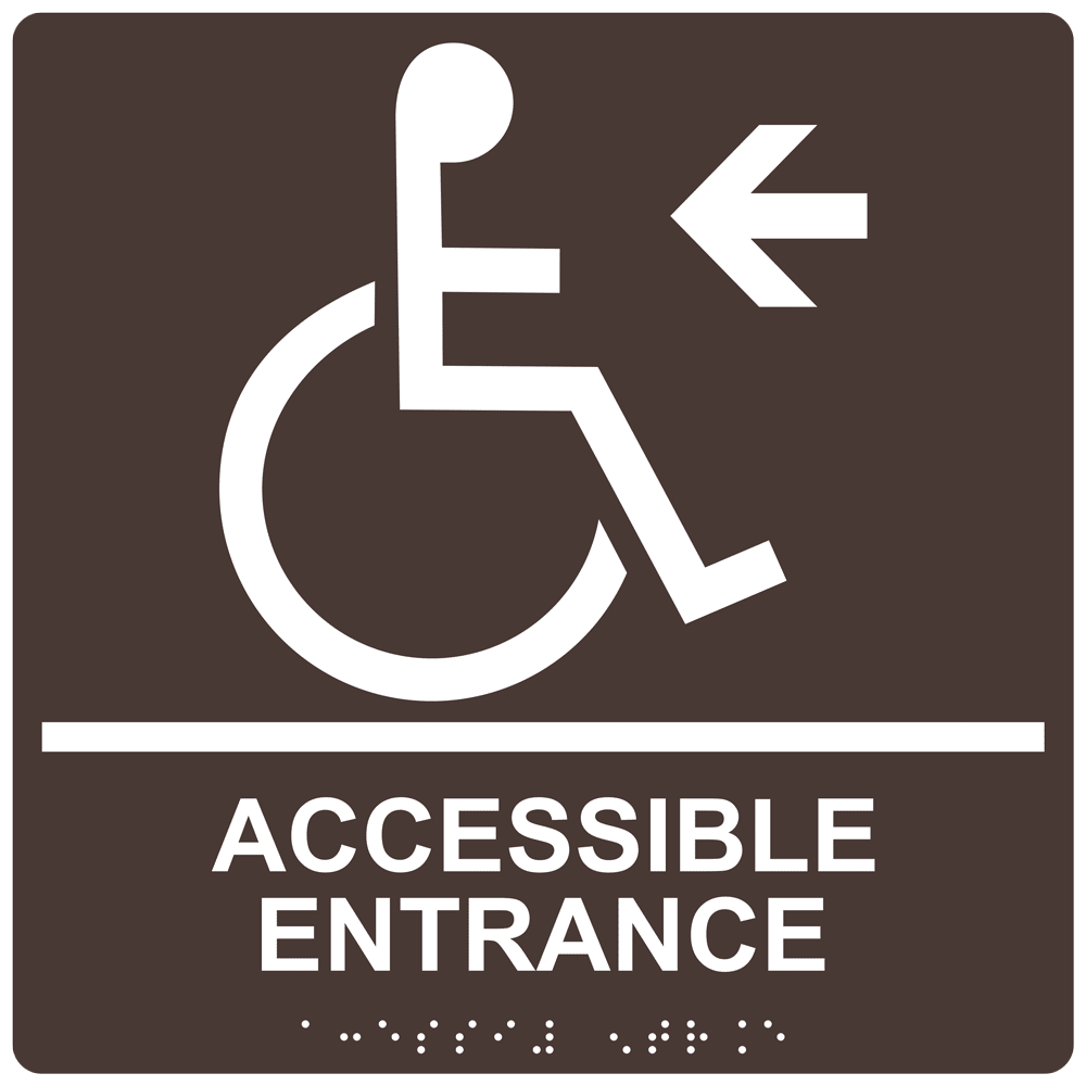 ADA Accessible Entrance Sign With Symbol RRE-32160-99_WHTonDKBN