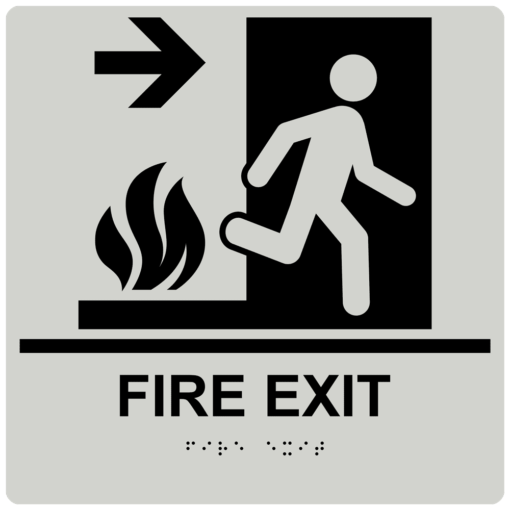 ADA Fire Exit Braille Sign RRE-245-99_BLKonPRLGY Enter / Exit