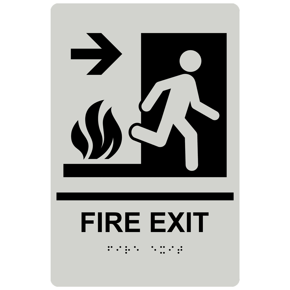 ADA Fire Exit Braille Sign RRE-245_BLKonPRLGY Enter / Exit