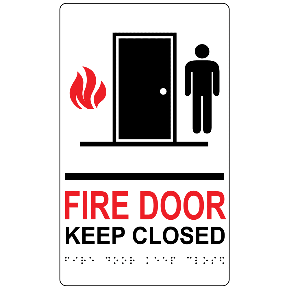 ADA Fire Door Keep Closed Braille Sign RRE-285-MULTI_BLKonWHT