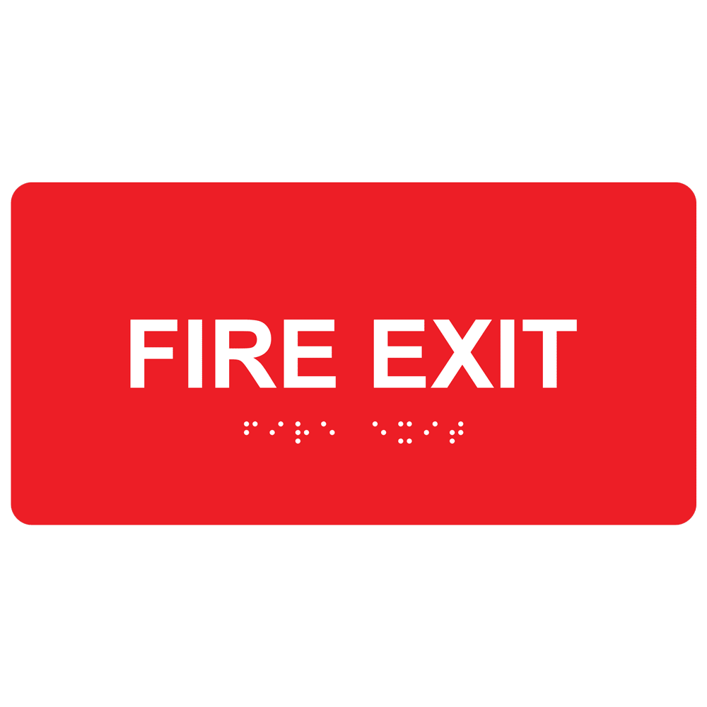 ADA Fire Exit Braille Sign RSME-340_WHTonRed