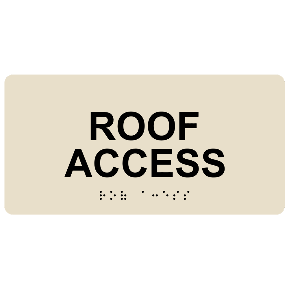 ADA Roof Access Braille Sign RSME-552_BLKonAlmond