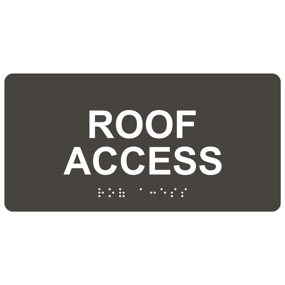 ADA Roof Access Braille Sign RSME-552_WHTonCHGRY