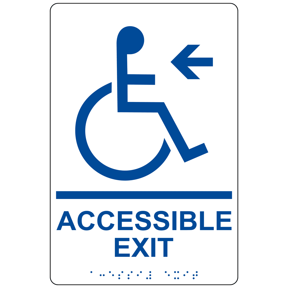 ADA Accessible Exit Braille Sign RRE-14759_BLUonWHT Enter / Exit
