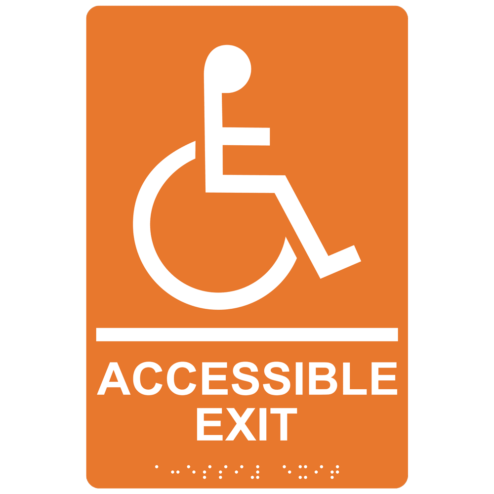 Portrait ADA Accessible Sign With Symbol RRE-17819_WHTonORNG