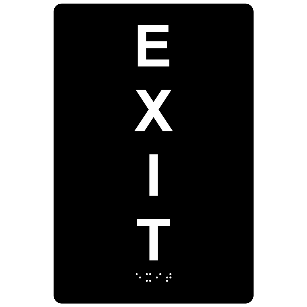 ADA Exit White on Black Sign RRE-19471_WHTonBLK Enter / Exit