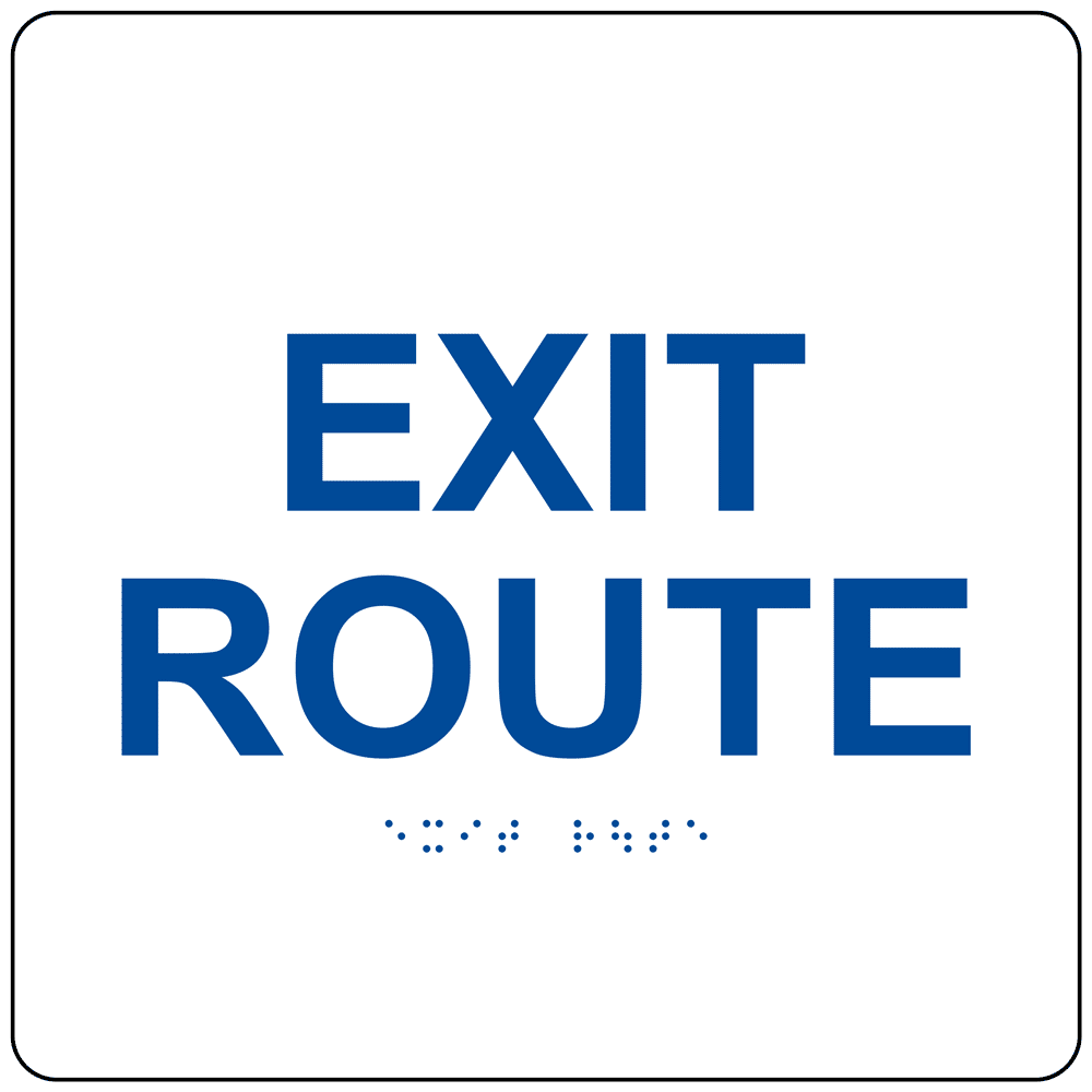 ADA Exit Route Braille Sign RRE-660_BLUonWHT Enter / Exit