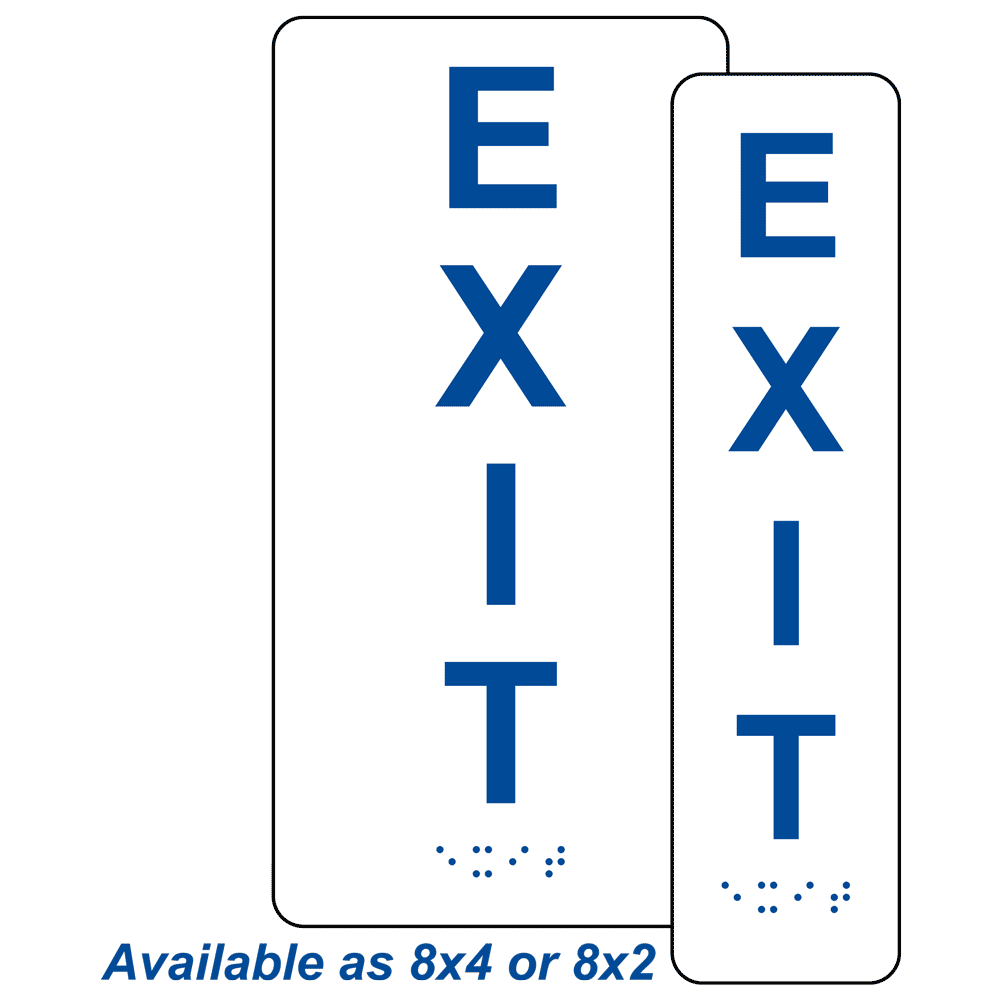 ADA Exit Blue on White Braille Sign RSME-19471_BLUonWHT