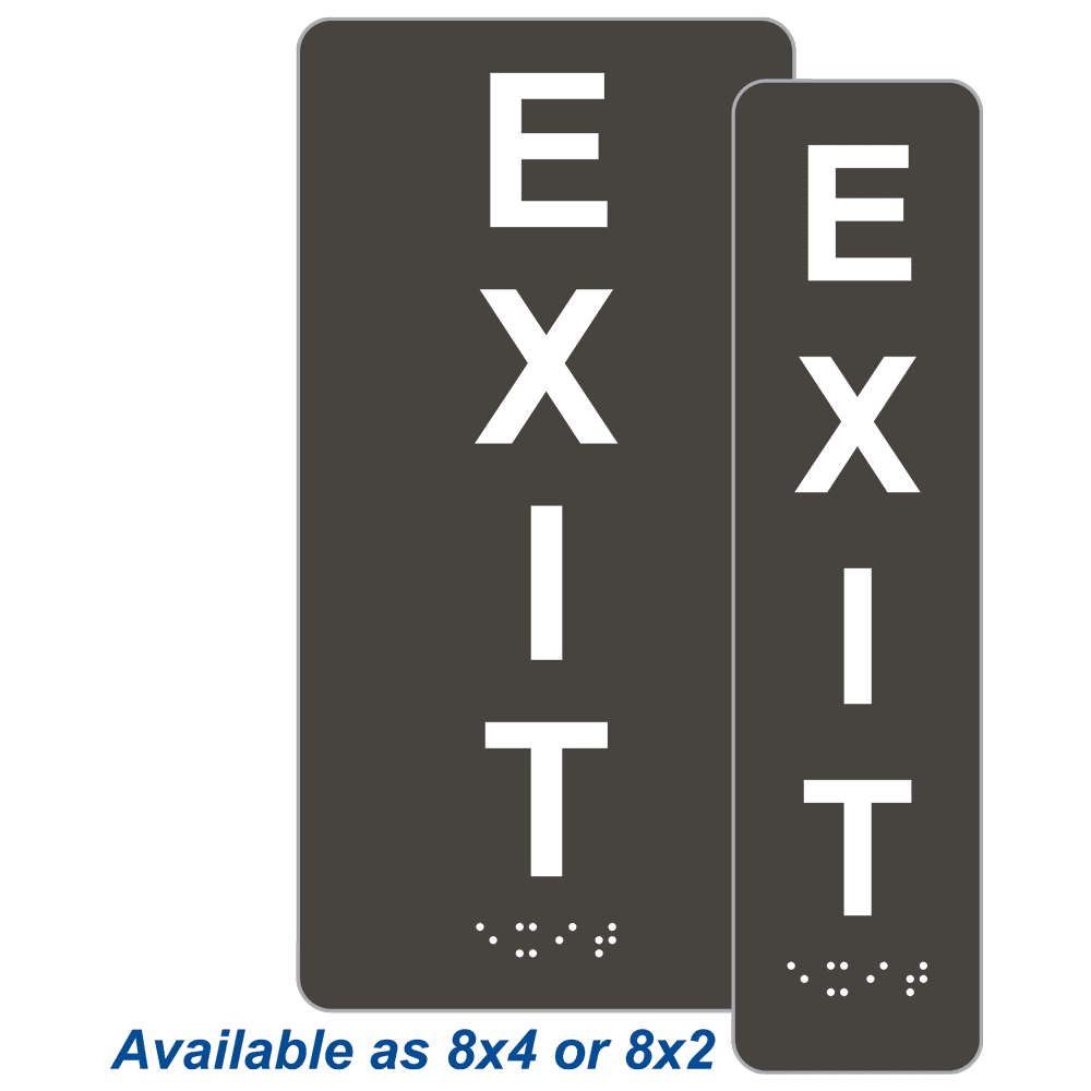 ADA Exit White on Gray Braille Sign RSME-19471_WHTonCHGRY