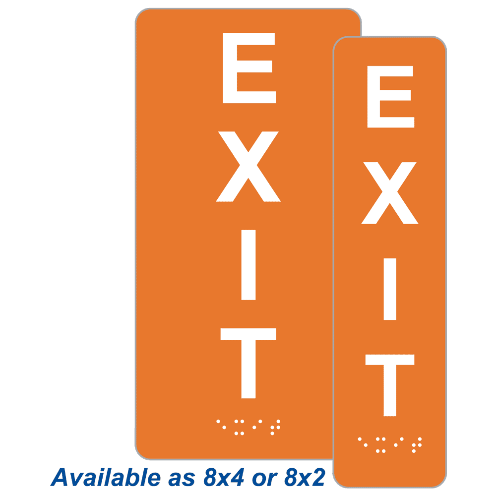 ADA Exit White on Orange Braille Sign RSME-19471_WHTonORNG