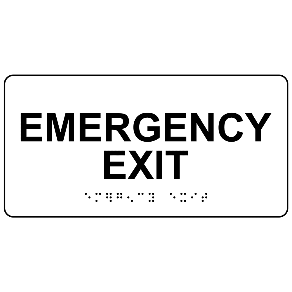 ADA Emergency Exit Braille Sign RSME-28041_BLKonWHT Emergency/Fire