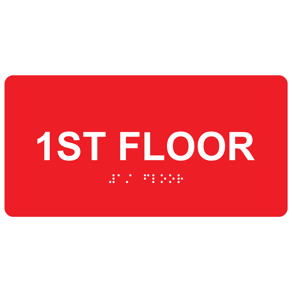 ADA Floor Numbers 1st Up To 99th Braille Sign RSME-250_WHTonRed