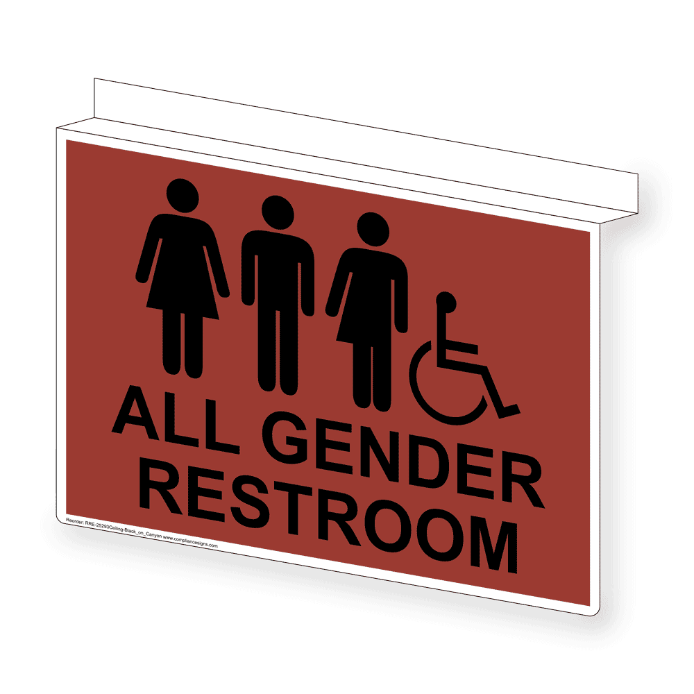All Gender Restroom Sign With Symbol RRE-25293Ceiling-BLKonCanyon Restrooms