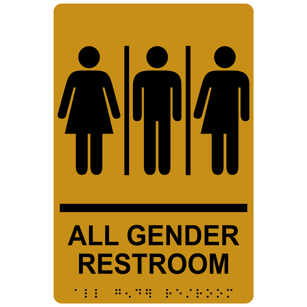 ADA All Gender Restroom Sign RRE-25413_BLKonGLD Gender Neutral