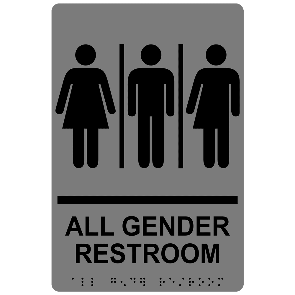 ADA All Gender Restroom Sign RRE-25413_BLKonGray Gender Neutral