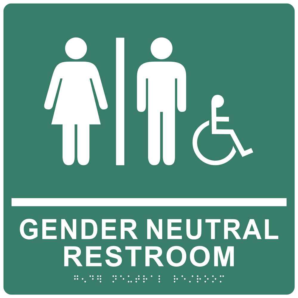Gender Neutral Restroom Sign - Pine Green - Tactile + Braille