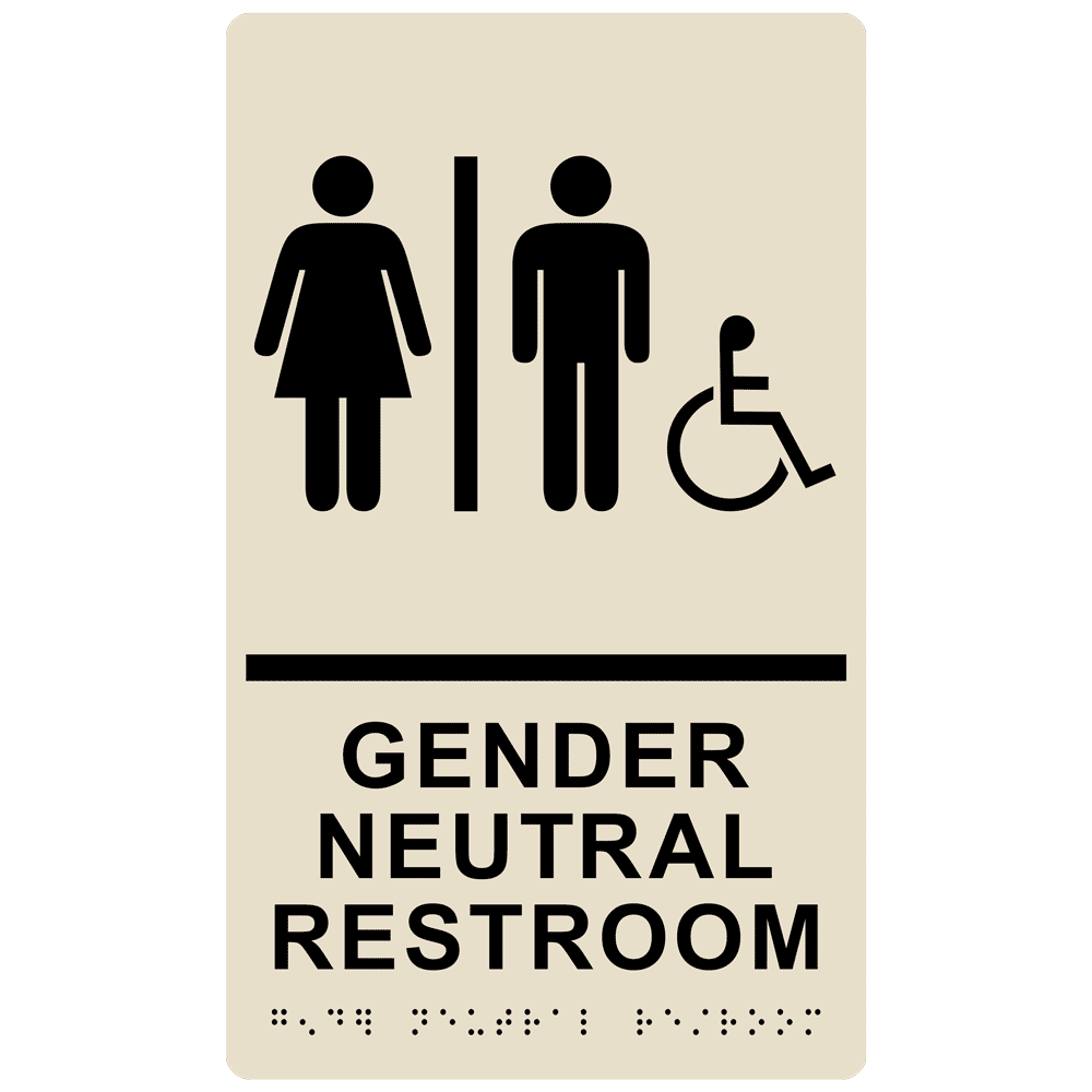 Gender Neutral Restroom Sign - Almond - Tactile + Braille