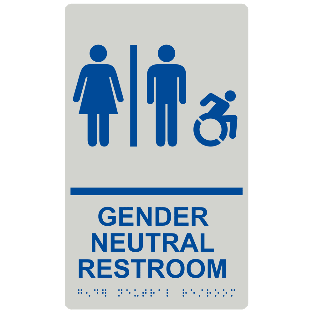Pearl Gray Gender Neutral Restroom Braille Sign With Dynamic ...