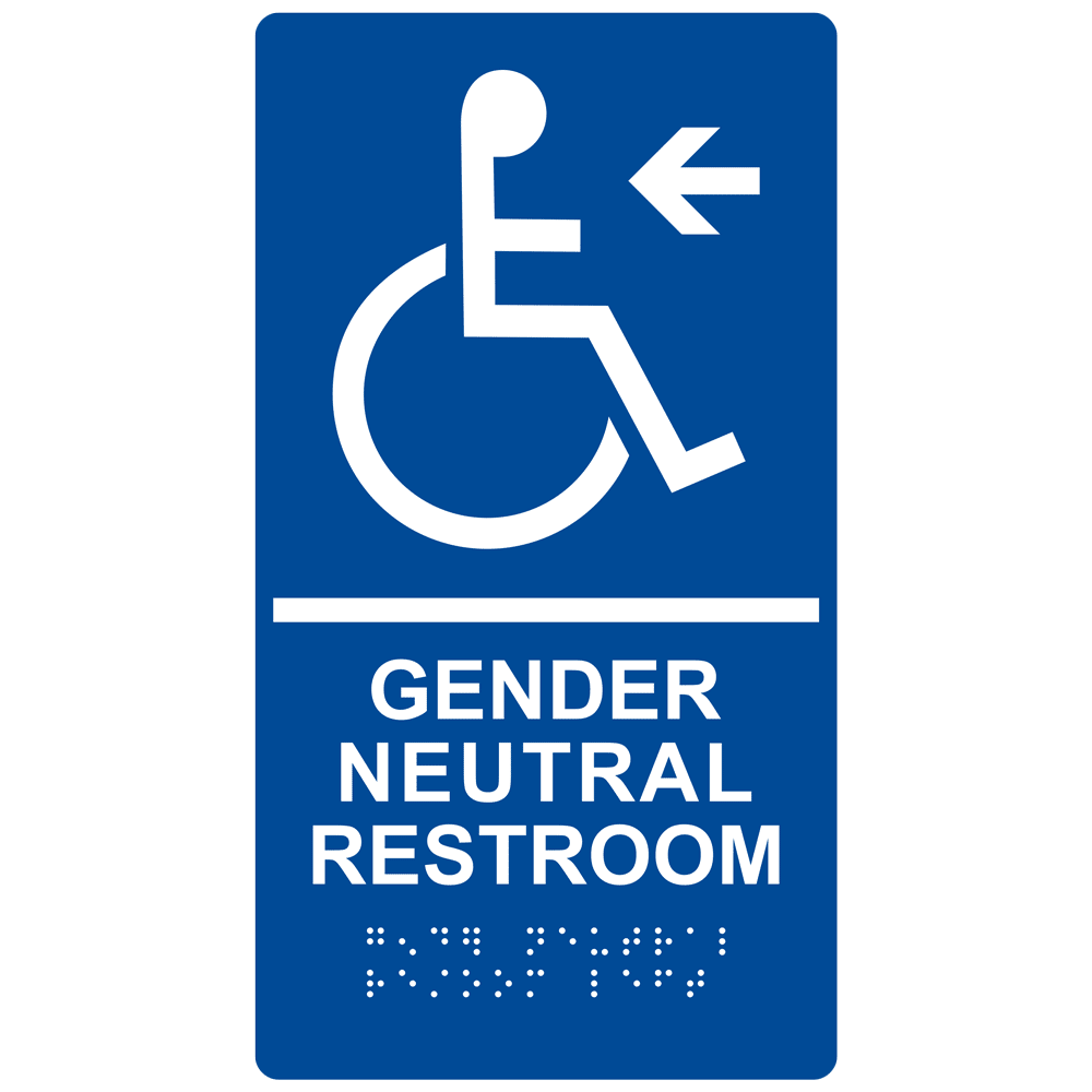 Portrait ADA Gender Neutral Sign With Symbol RRE-35210-WHTonBLU