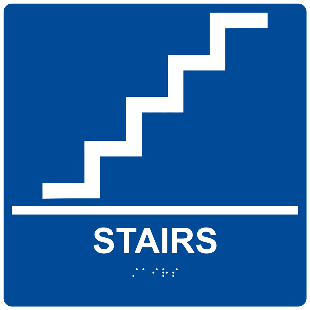ADA Stairs Braille Sign RRE-220-99_WHTonBLU Wayfinding