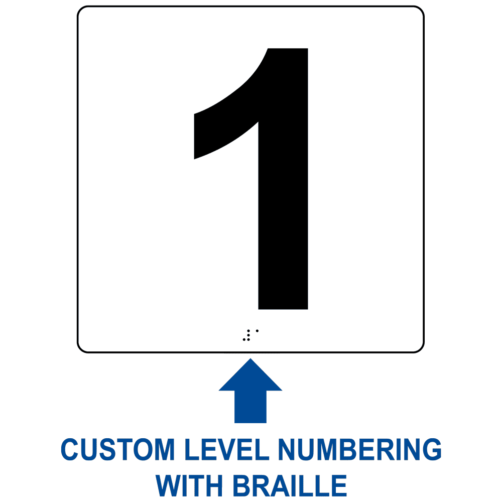 ADA Custom Level Numbering Braille Sign RRE-675-CUSTOM_BLKonWHT