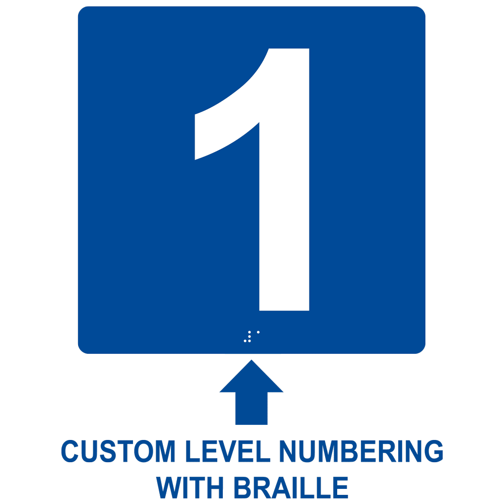 ADA Custom Level Numbering Braille Sign RRE-675-CUSTOM_WHTonBLU