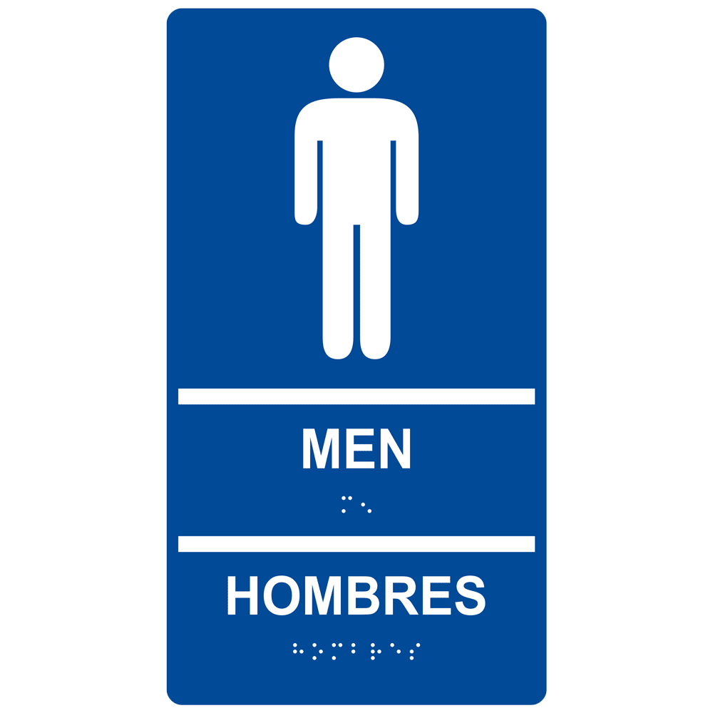 ADA Men Bilingual Braille Sign RRB-145_WHTonBLU Mens / Boys