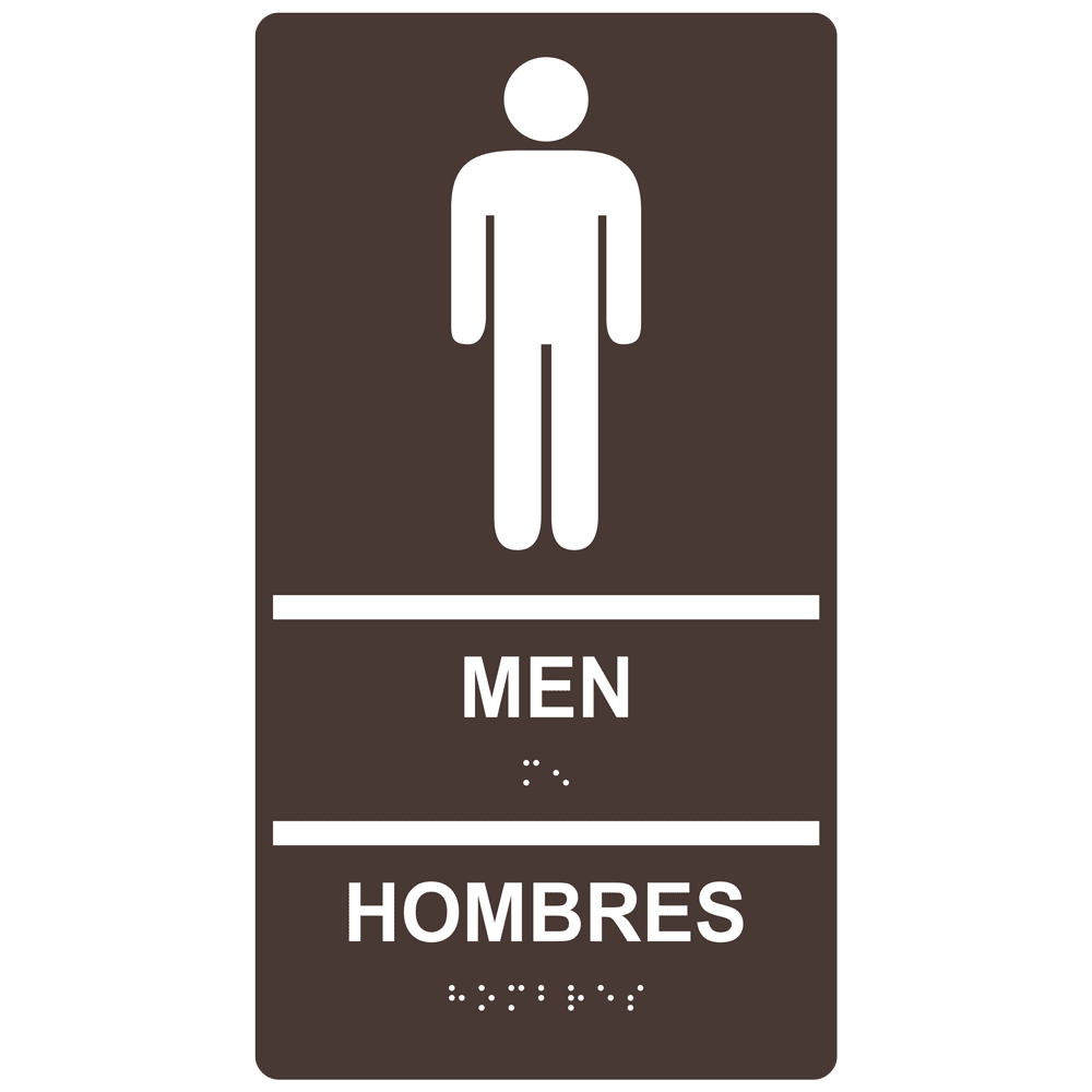 ADA Men Bilingual Braille Sign RRB-145_WHTonDKBN Mens / Boys