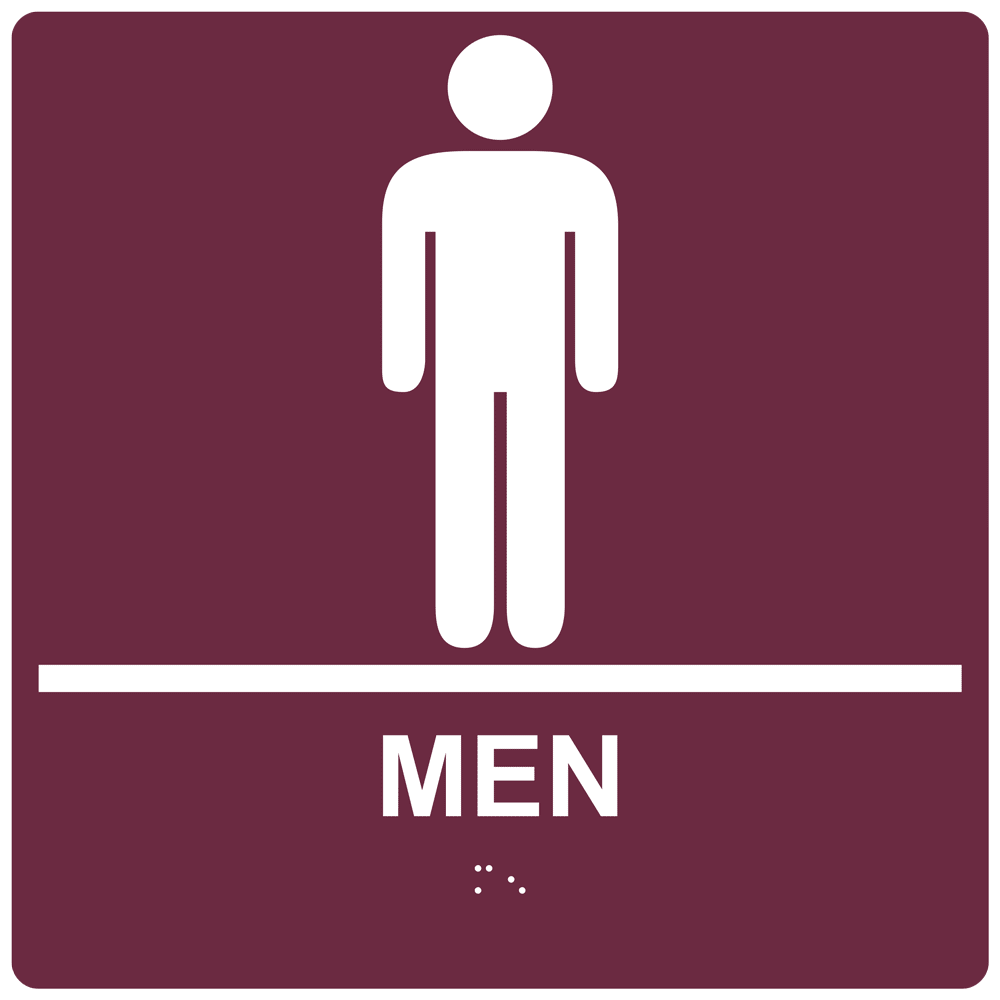 ADA Men Braille Sign RRE-145-99_WHTonBRG Mens / Boys