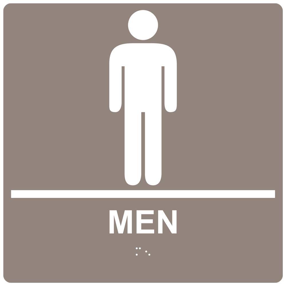 ADA Men Braille Sign RRE-145-99_WHTonTaupe Mens / Boys