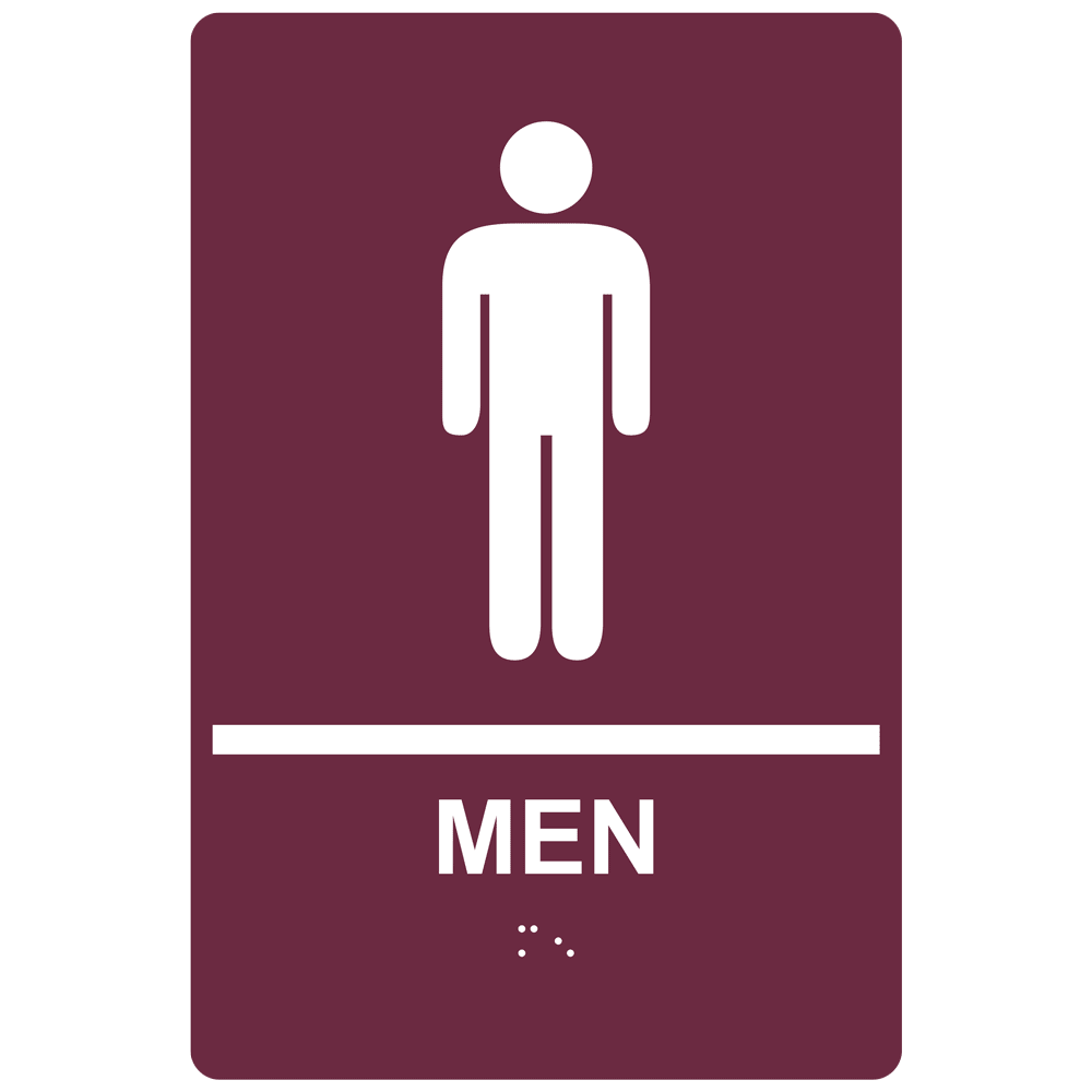 ADA Men Braille Sign RRE-145_WHTonBRG Mens / Boys