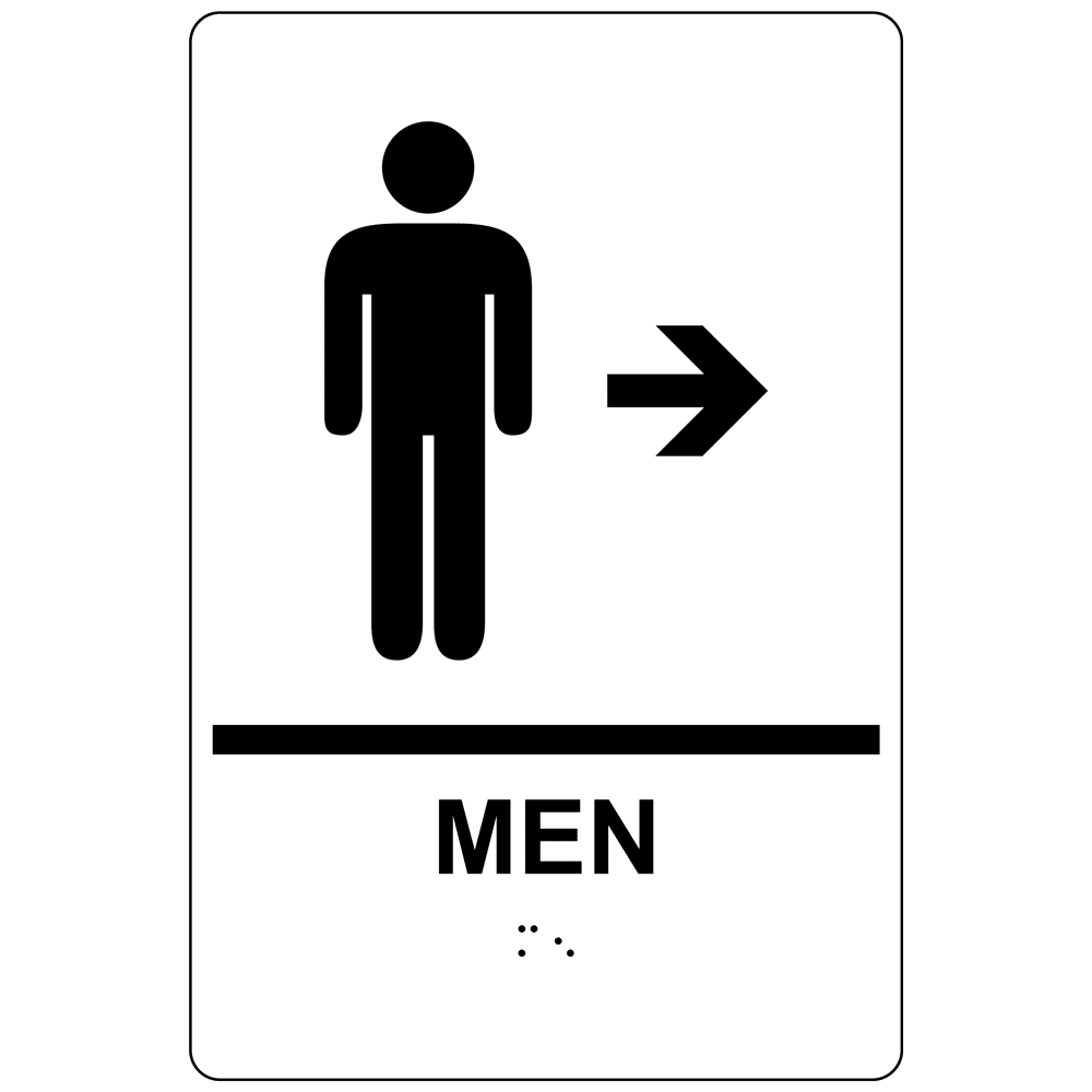 ADA Men Braille Sign RRE-14803_BLKonWHT Mens / Boys